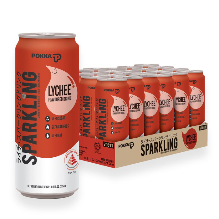 Pokka Sparkling Water Lychee Sleek Can - Carton