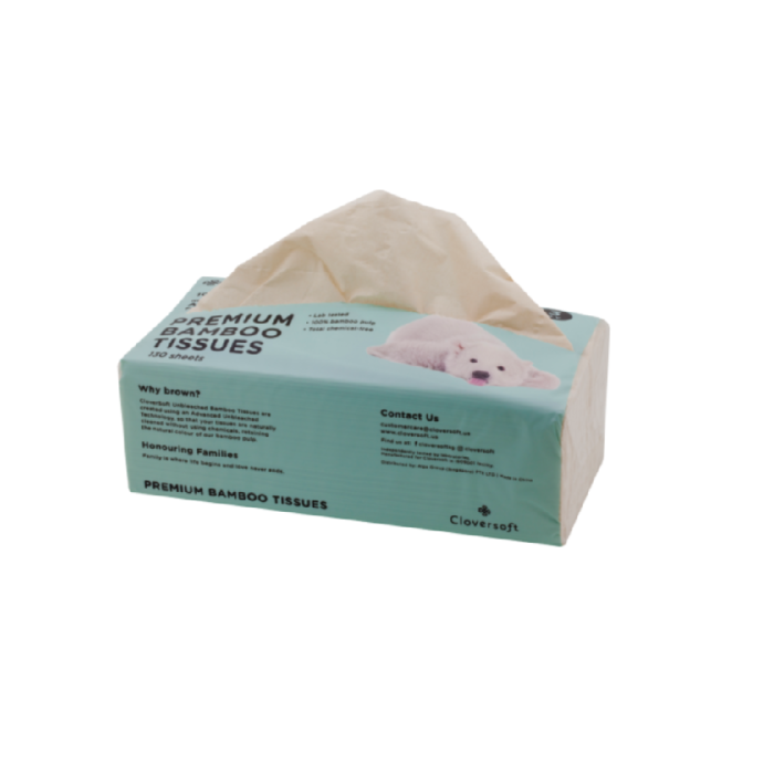Cloversoft 3 Ply Unbleached Bamboo Facial Tissue (4x130 sheets) - Carton
