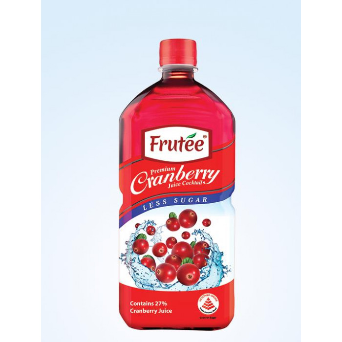 Frutee Premium Cranberry Juice Less Sugar - Carton