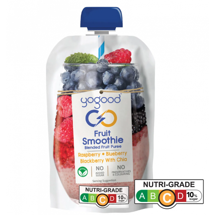 Yogood Go Fruit Smoothie Raspberry Blueberry Blackberry with Chia - Carton