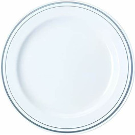 Sabert White Silver Rim Plate - Carton
