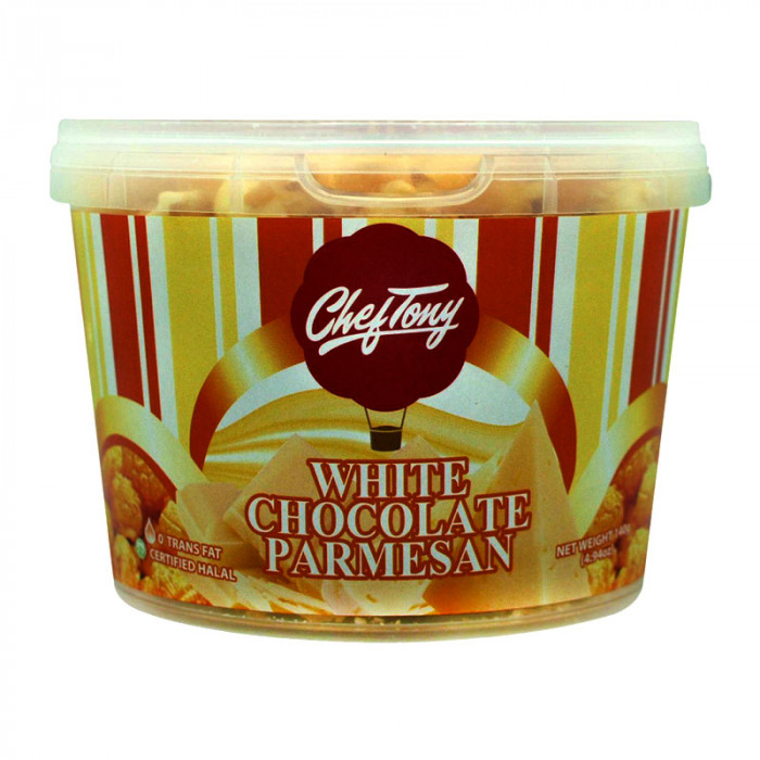 Chef Tony's Gourmet Popcorn White Chocolate Parmesan Small Tub - Case