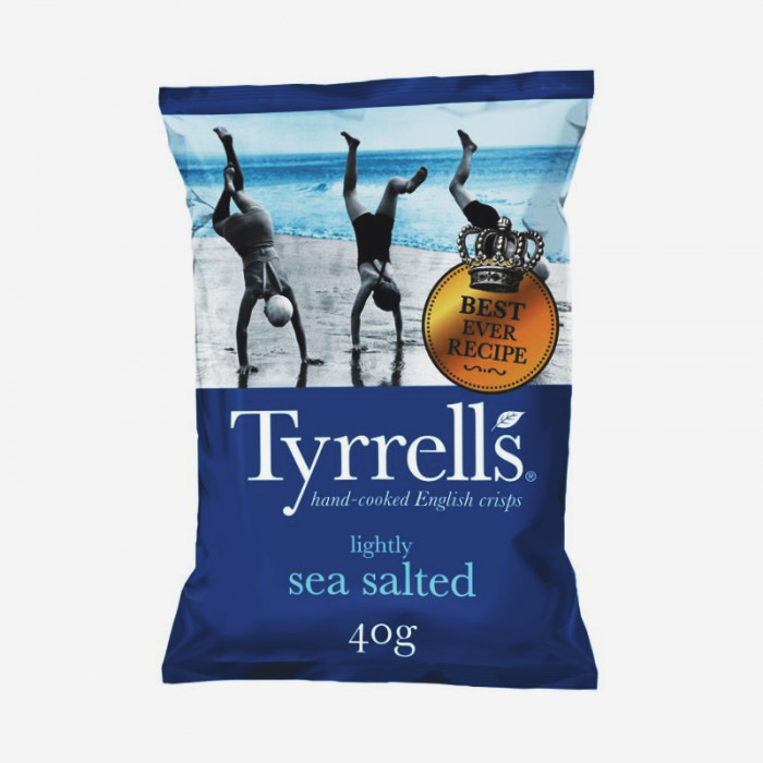 Tyrrells Hand Cooked Potato Chips Sea Salt Lightly - Case