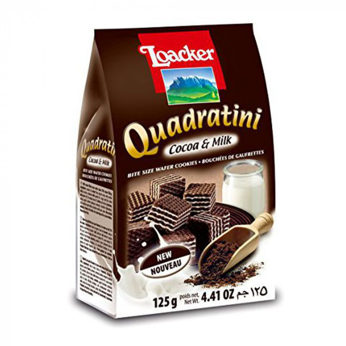 Loacker Cocoa & Milk Quadratini Crispy Wafers - Case