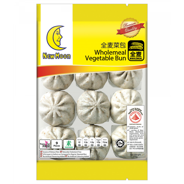New Moon Wholemeal Vegetable Bun 9s - Case