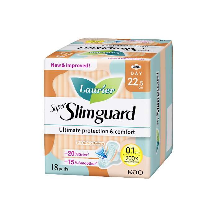 Laurier Super Slimguard Day Safety Gathers Wing 22.5cm - Carton