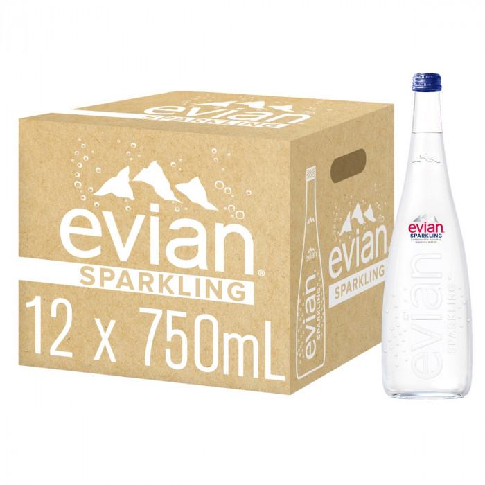 Evian Sparkling Natural Mineral Water GLASS - Carton