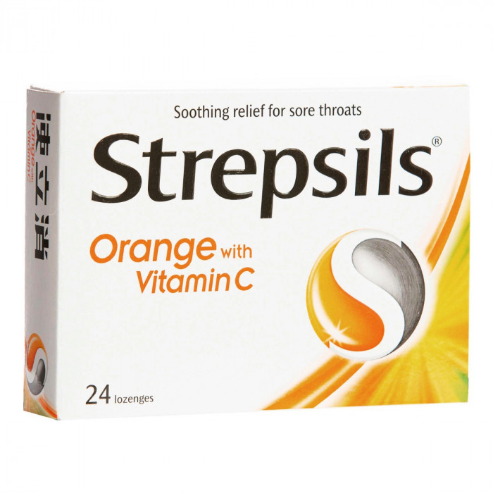 Strepsils Orange with Vitamin C Lozenges Box - Case